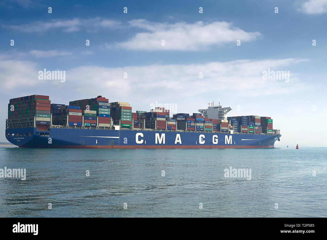The Ultra Large Container Ship CMA CGM GEORG FORSTER, Leaving The Port ...