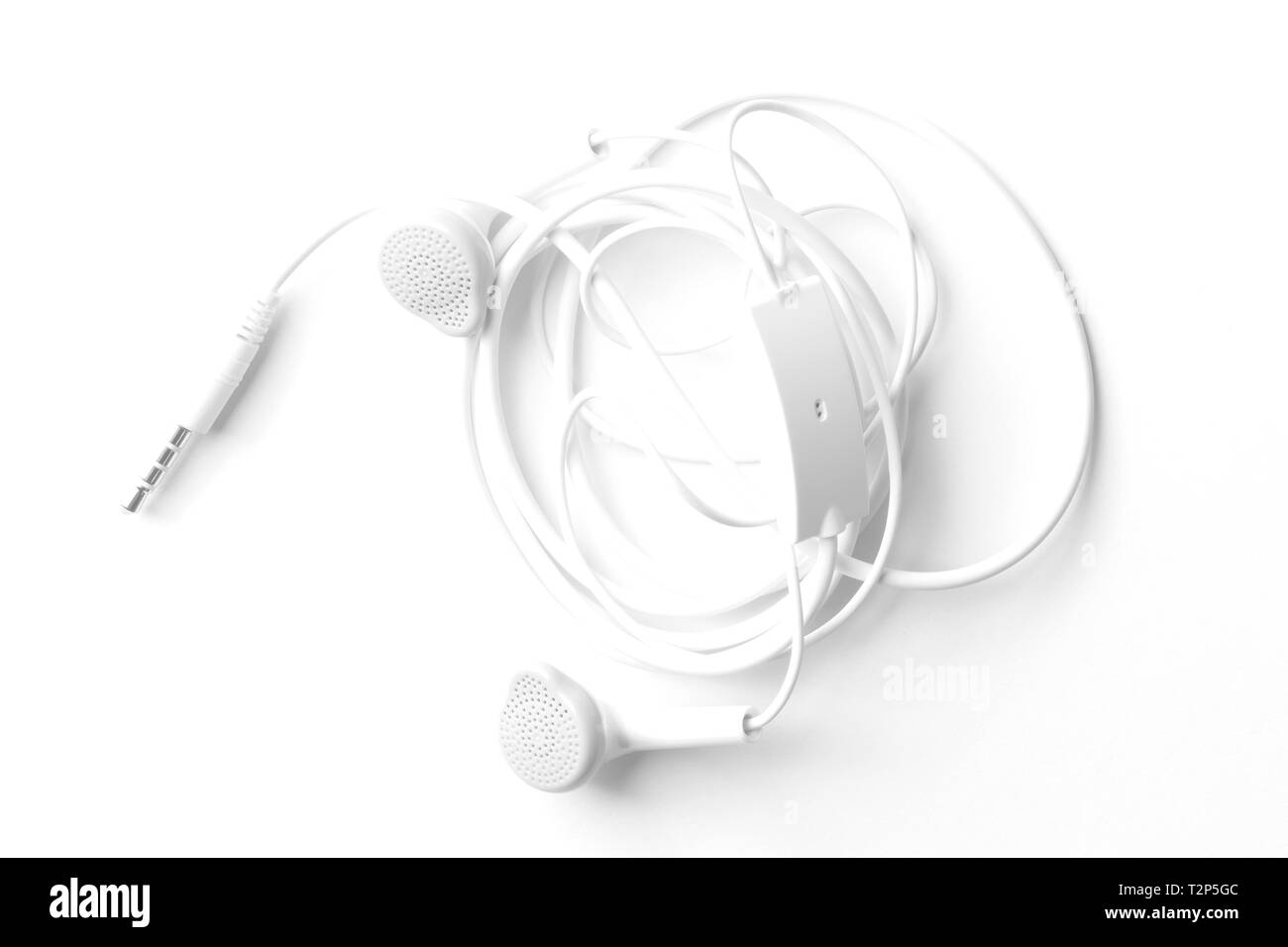 Entangled telephone headphones isolated on white background Stock Photo ...