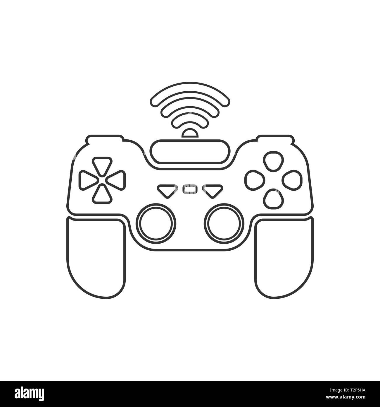 The black vector outline of the gamepad with a wi-fi connection is ...