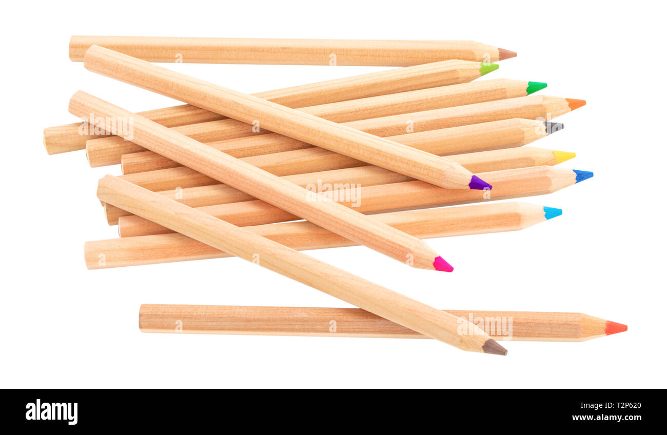 assorted color pencils, isolated on white background Stock Photo - Alamy