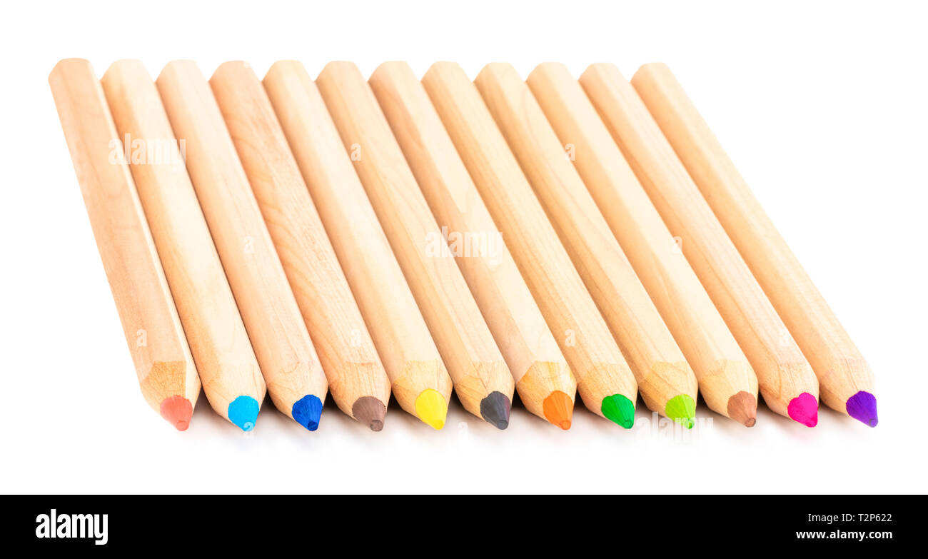 assorted color pencils, isolated on white background Stock Photo - Alamy