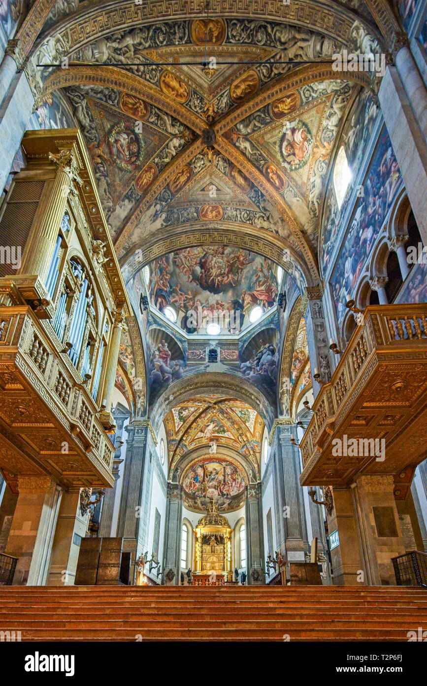 Interior of Roman Catholic cathedral in Parma dedicated to the ...