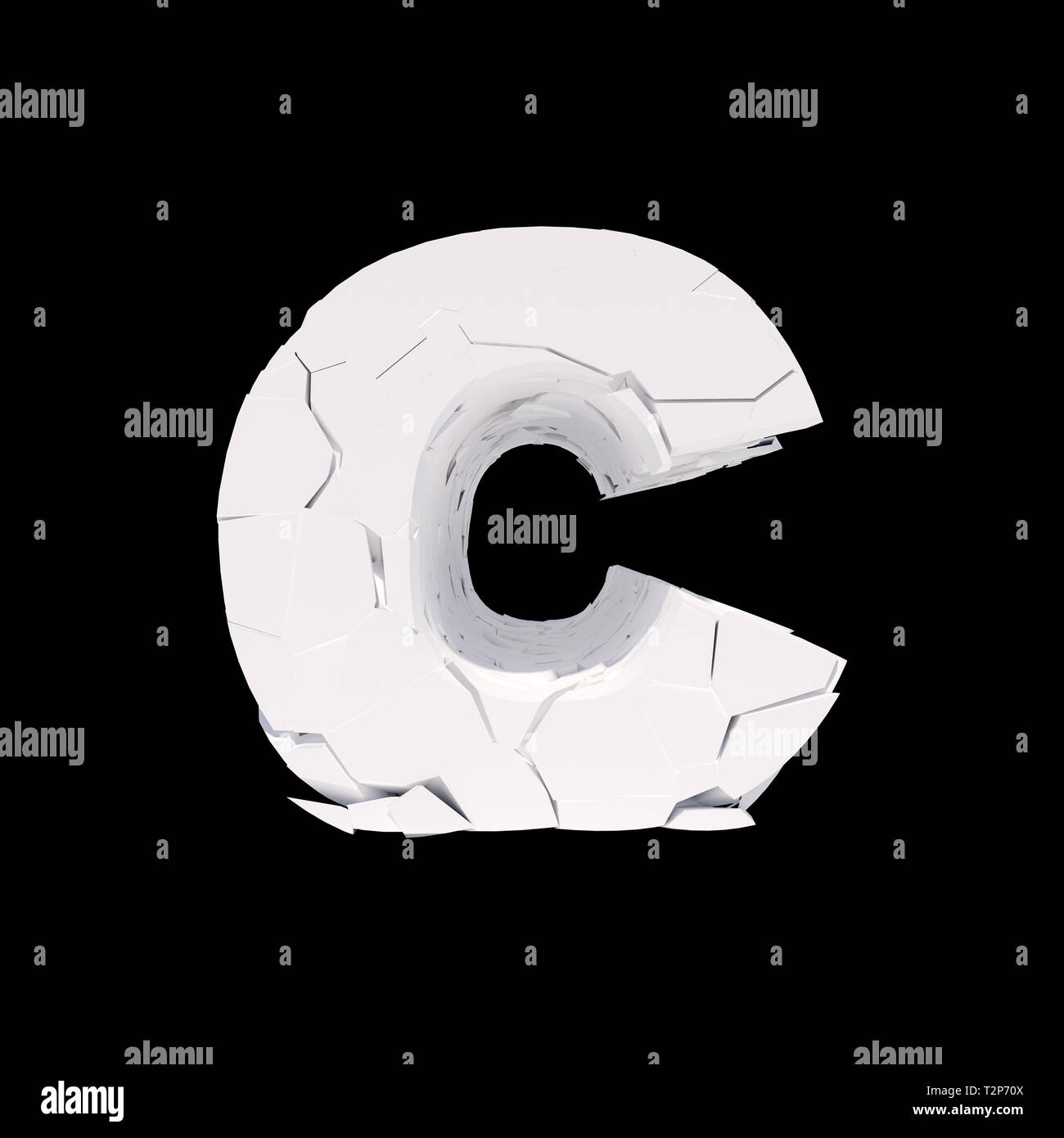 White 3d foam letter C cracked text Stock Photo - Alamy
