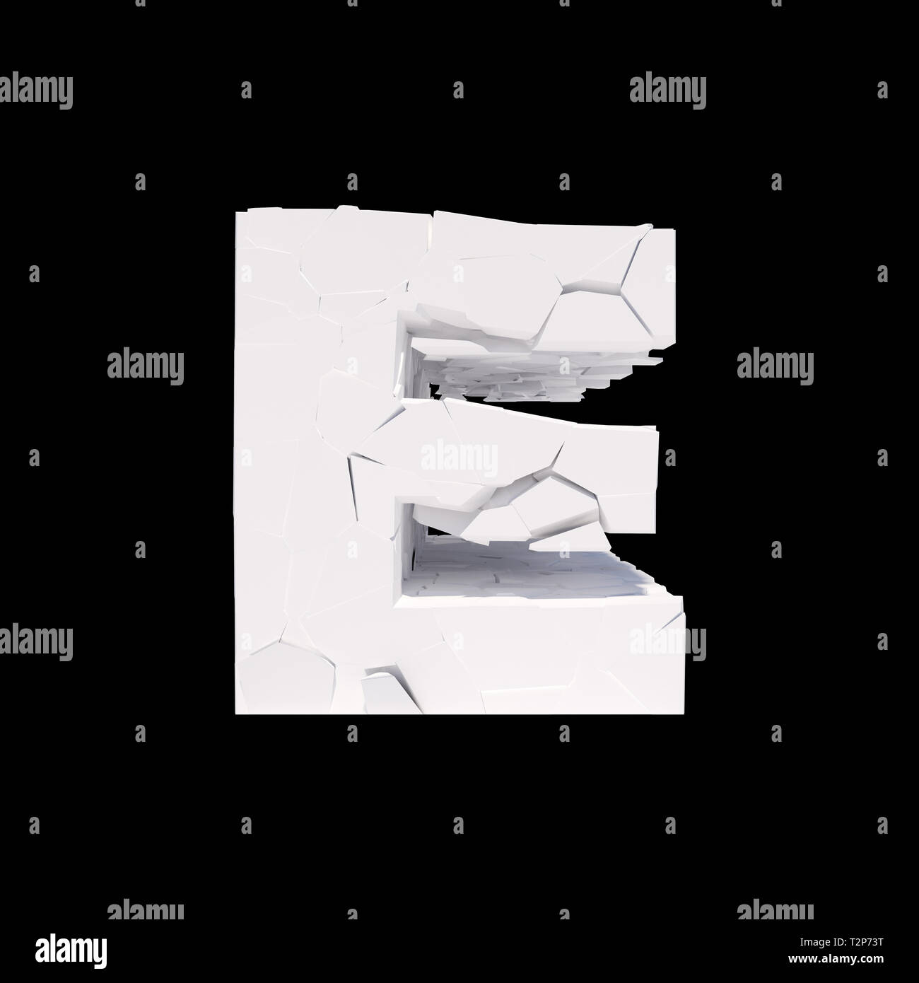 White 3d foam letter E cracked text Stock Photo - Alamy