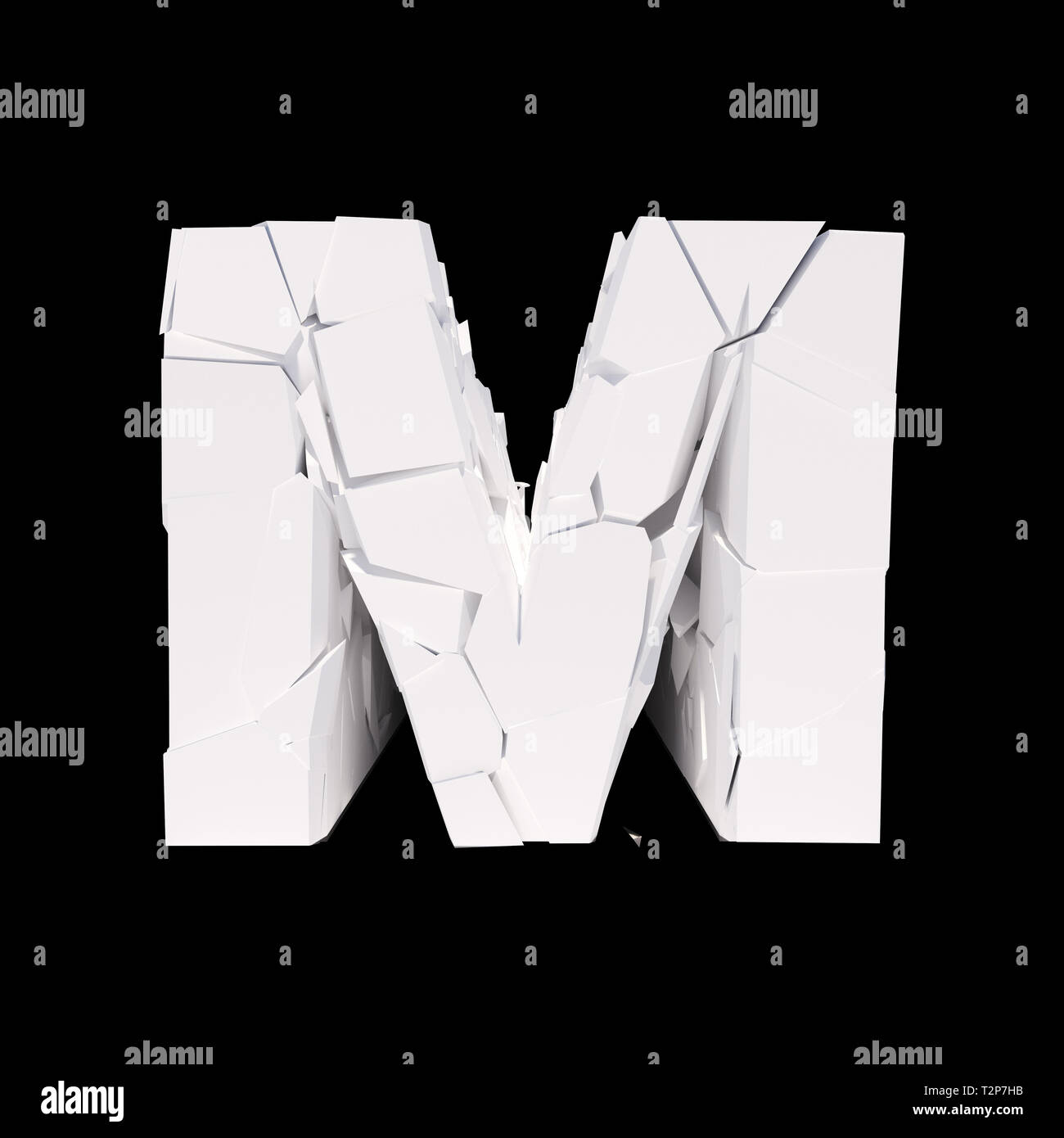 White 3d foam letter M cracked text Stock Photo - Alamy