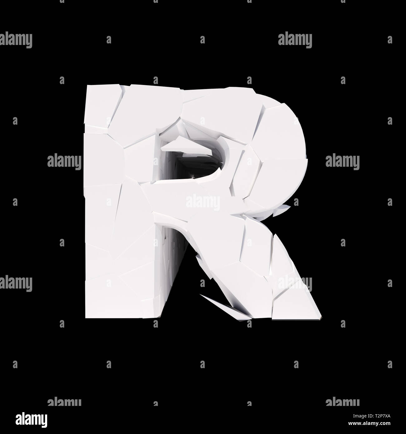 White 3d foam letter R cracked text Stock Photo - Alamy