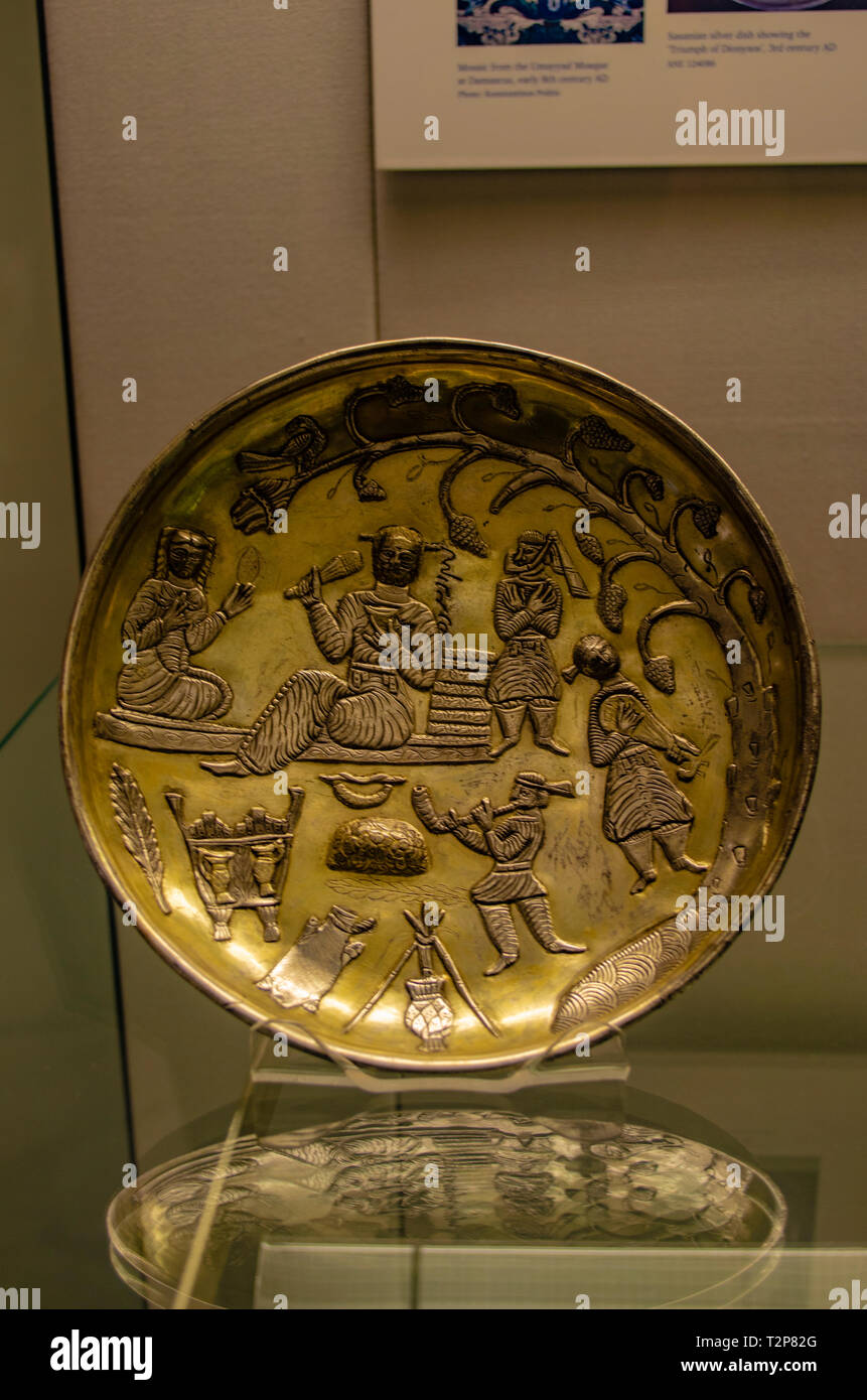 Silver gilt-dish, Tabaristan, Iran 7th-8th century. Anushzad is ...