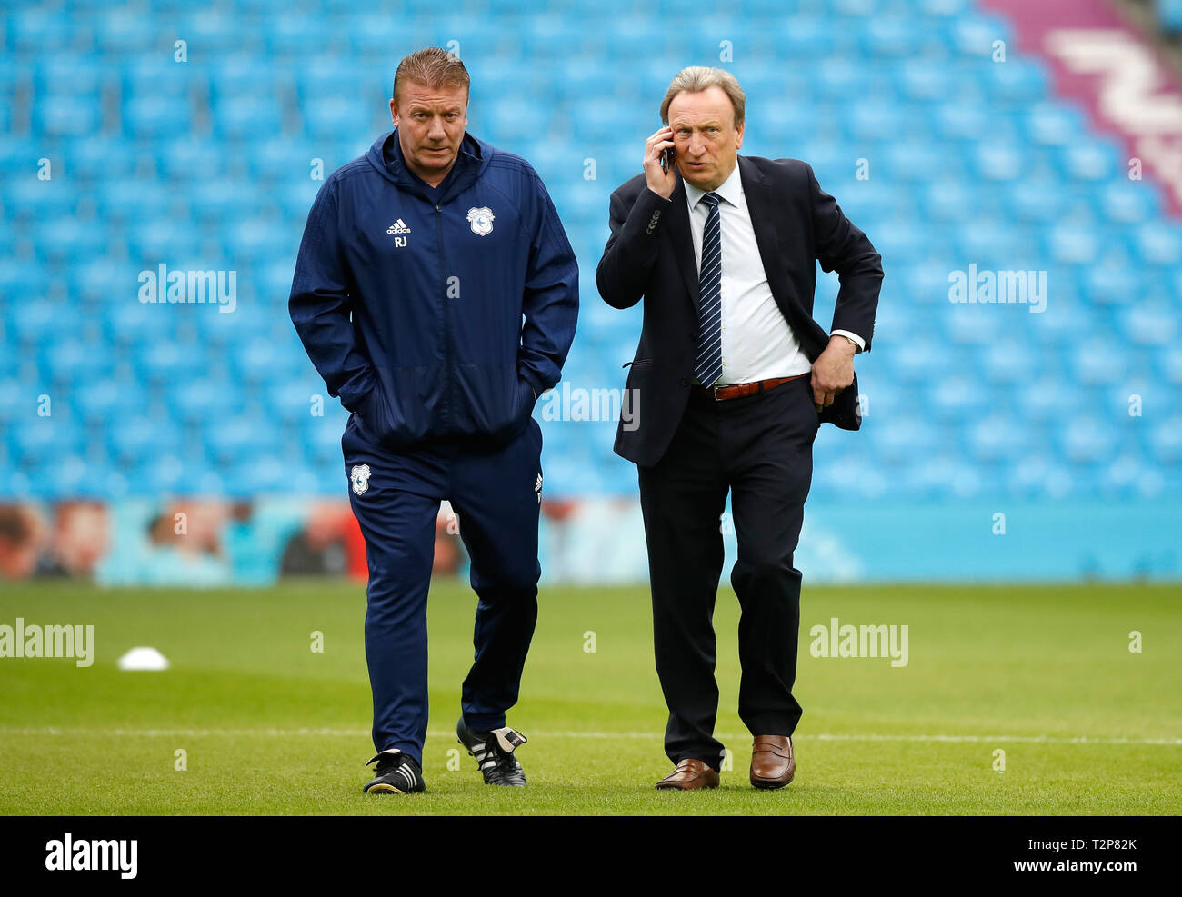 Cardiff City manager Neil Warnock (right) and first team coach Ronnie ...