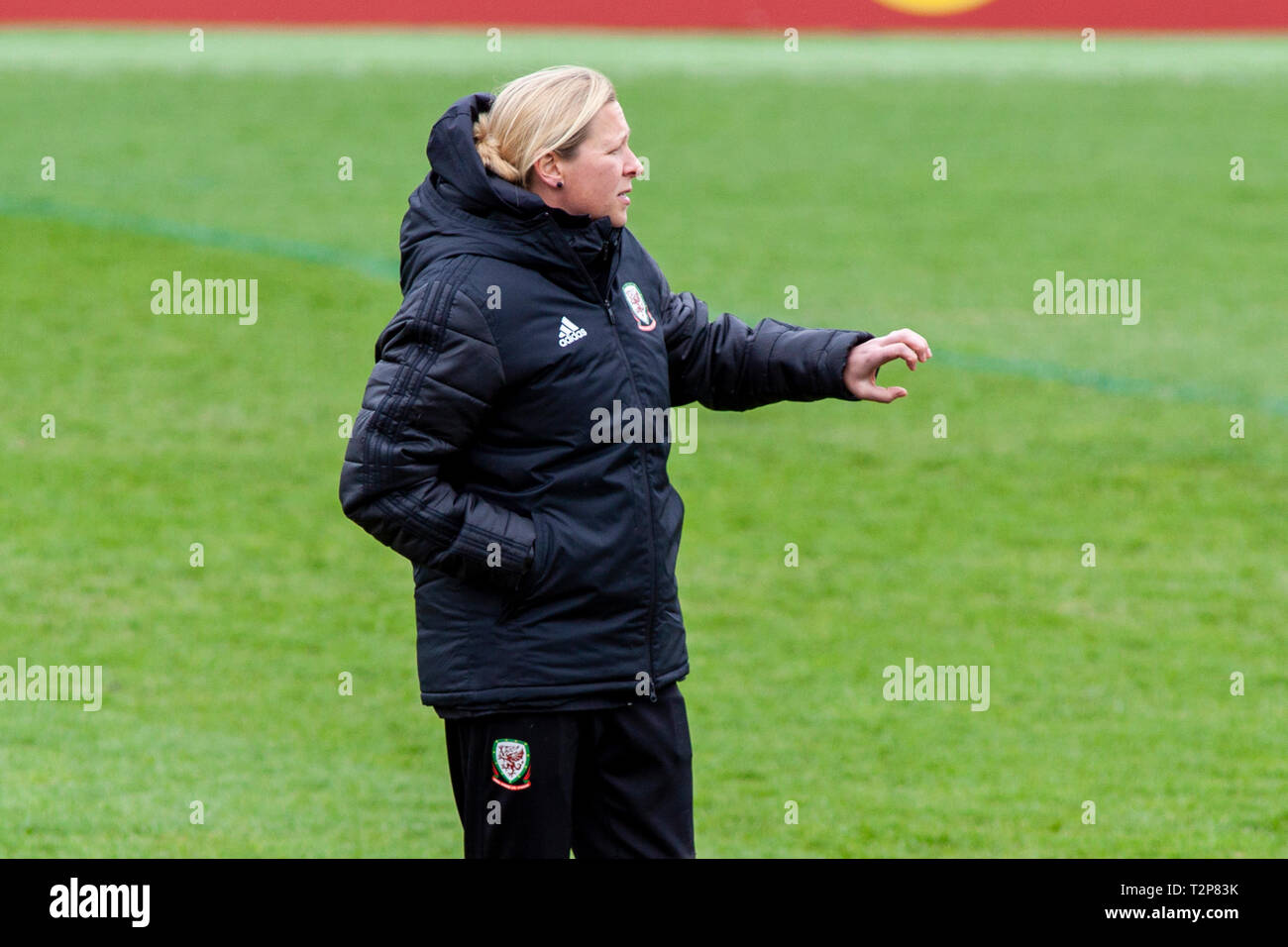 Jayne Ludlow of Wales Women leads training at Rodney Parade ahead of ...