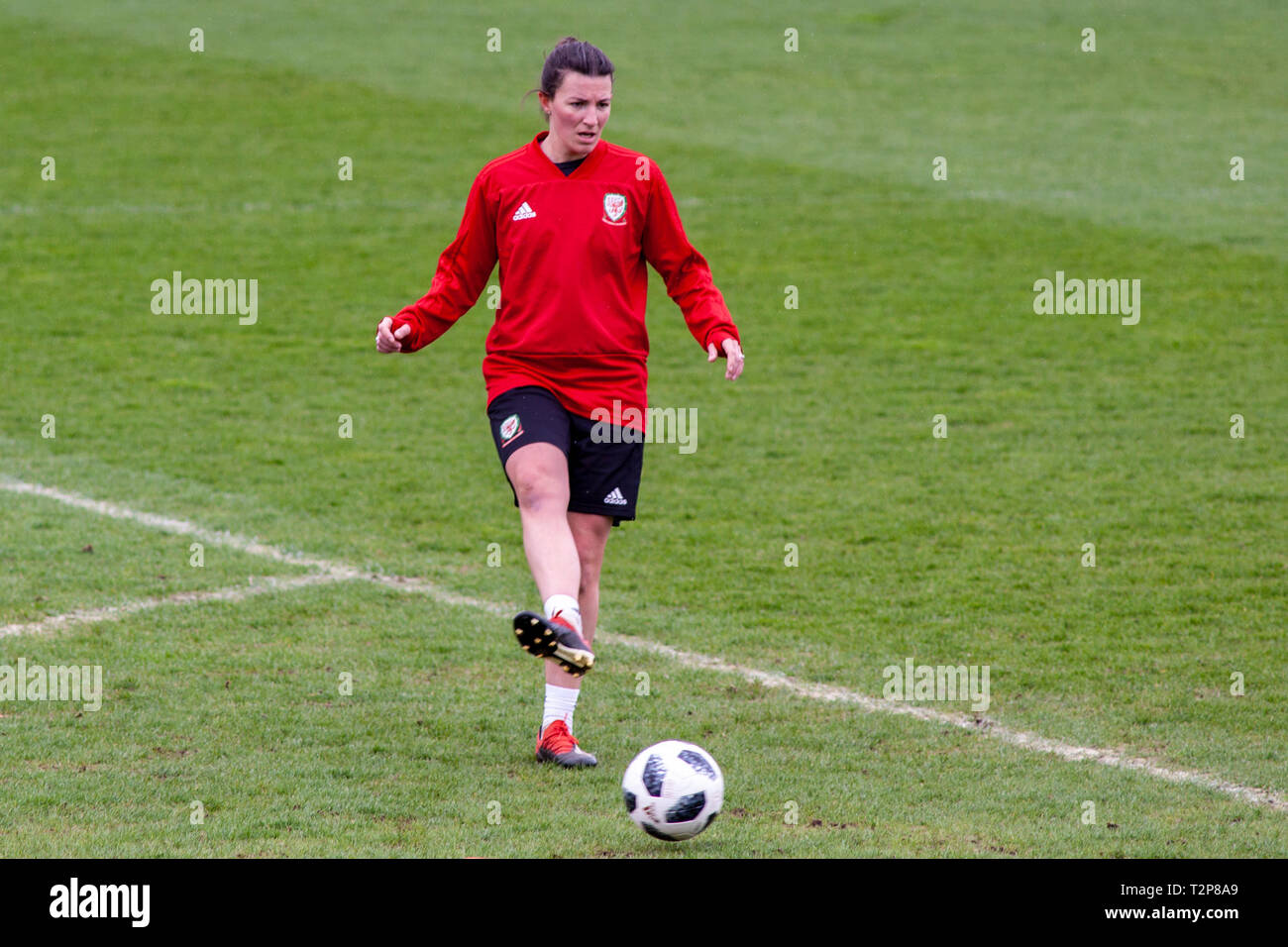 Helen Ward of Wales Women trains at Rodney Parade ahead of the Wales v ...