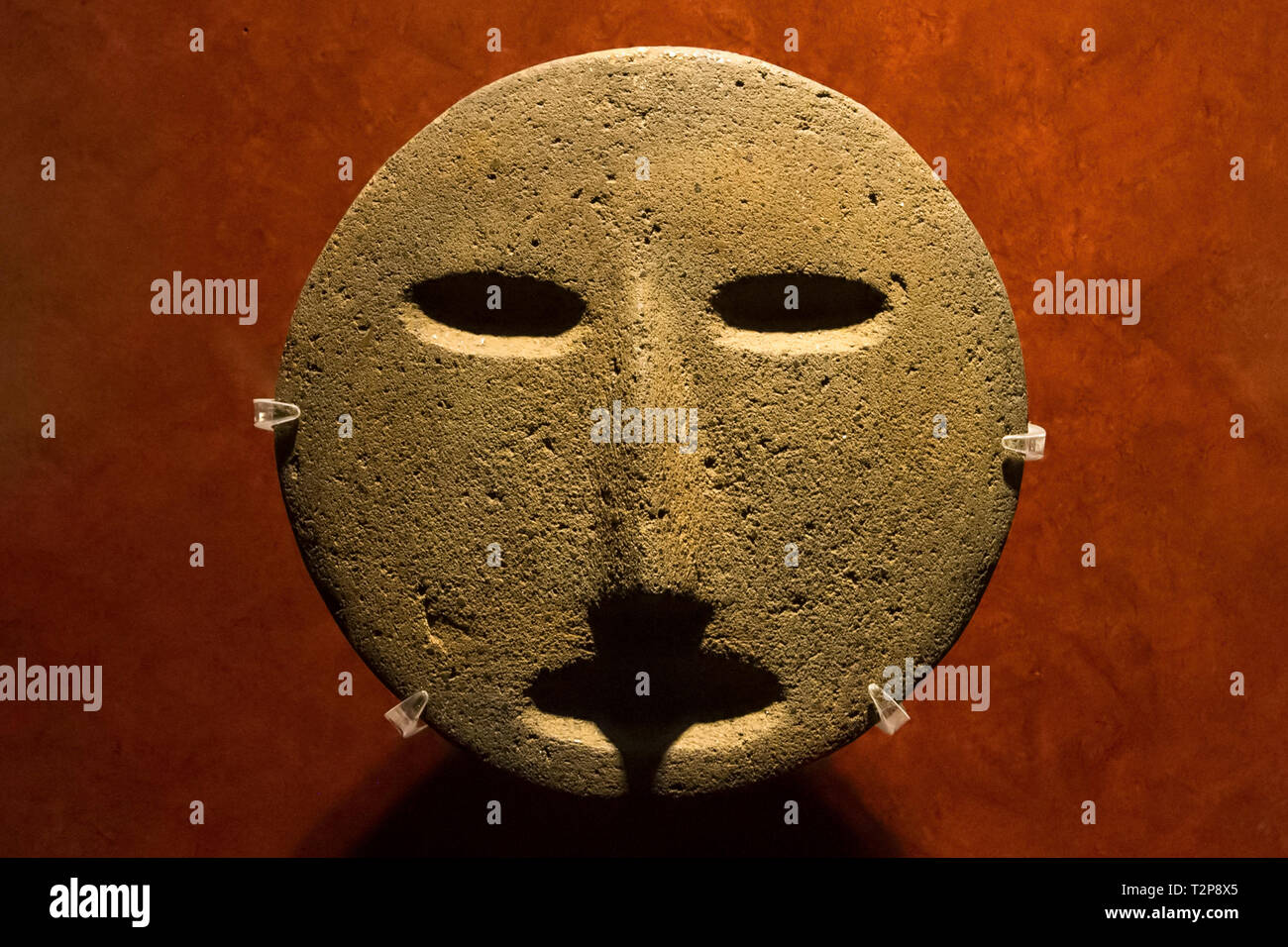 FEBRUARY 2019 - MEXICO CITY: Stone mask carved by mexican natives Stock ...
