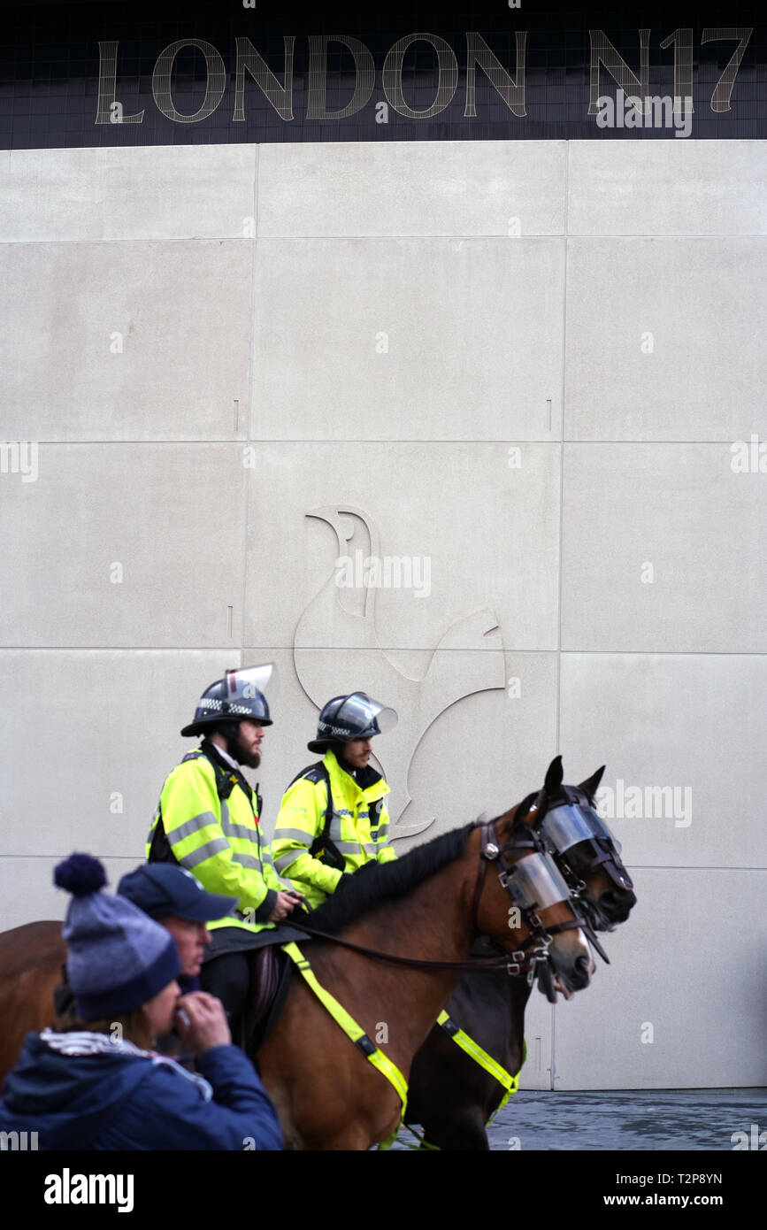 Police on horseback outside The Tottenham Hotspur Stadium, London Stock ...