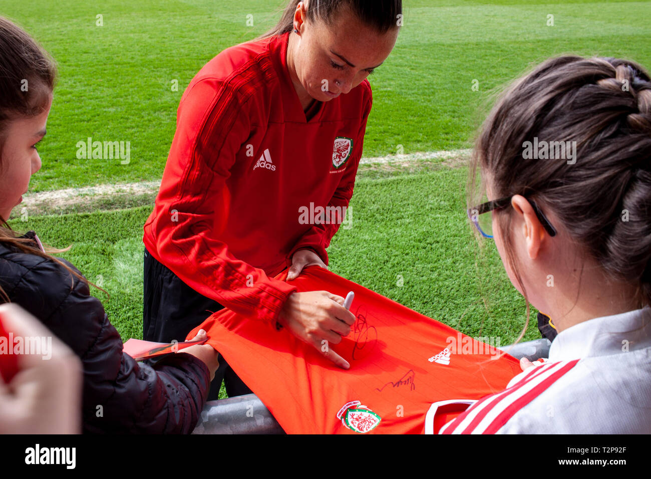 Natasha Harding of Wales Women shares time with young fans at Rodney ...