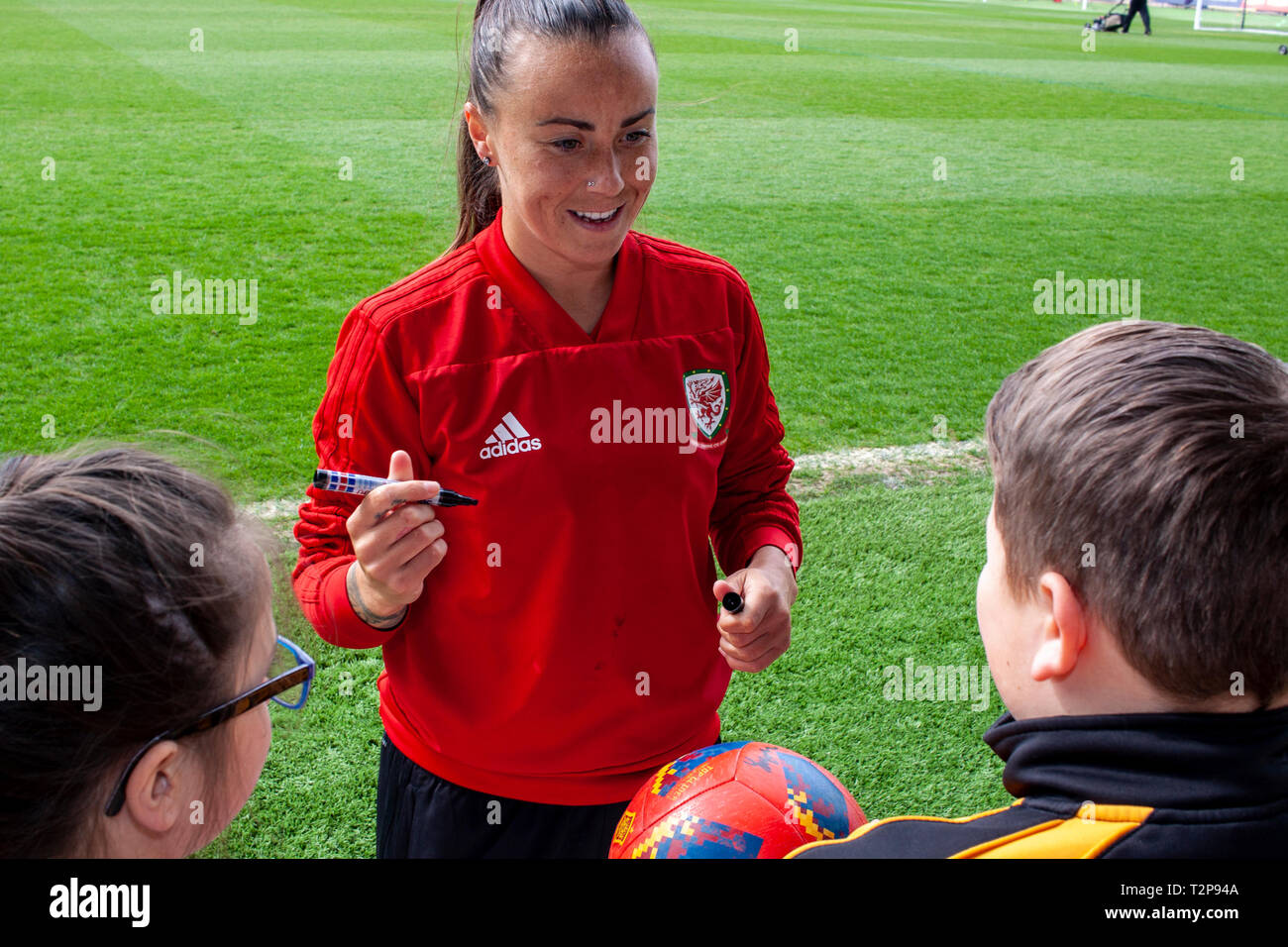 Natasha Harding of Wales Women shares time with young fans at Rodney ...