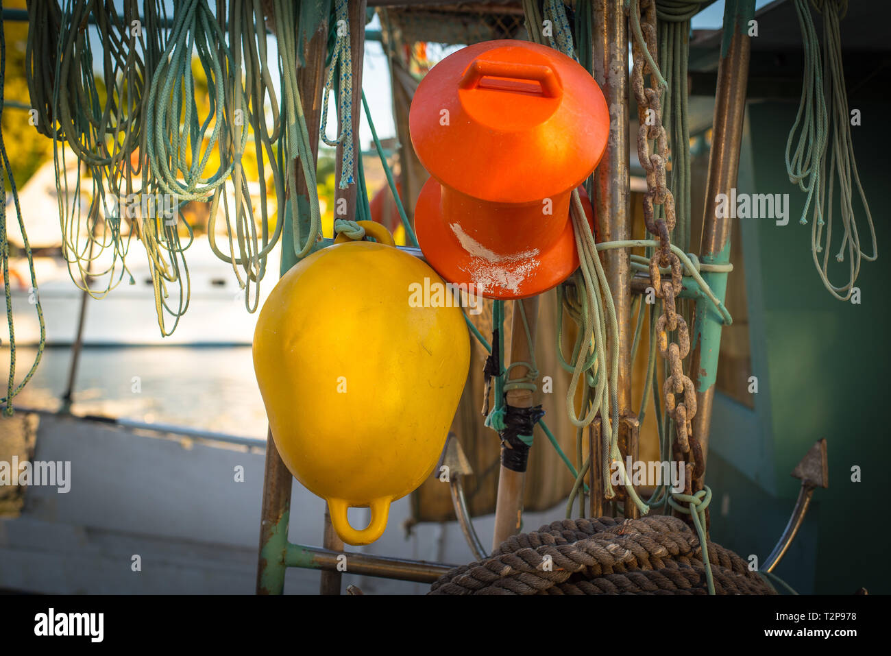 Surfing Rescue Fender Boat Line Stock Photo - Alamy