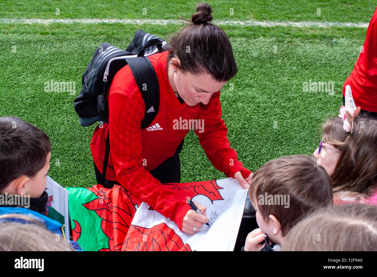 Helen Ward of Wales Women trains at Rodney Parade ahead of the Wales v ...