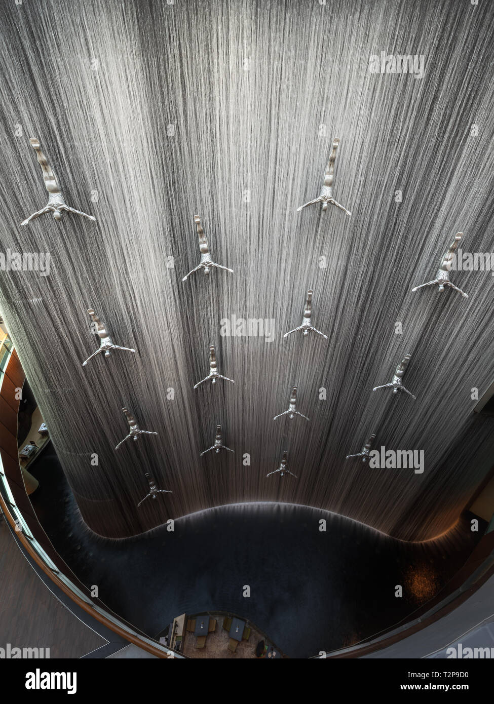 Giant Fountain with Flying Sculpture in Dubai Mall, UAE Stock Photo - Alamy