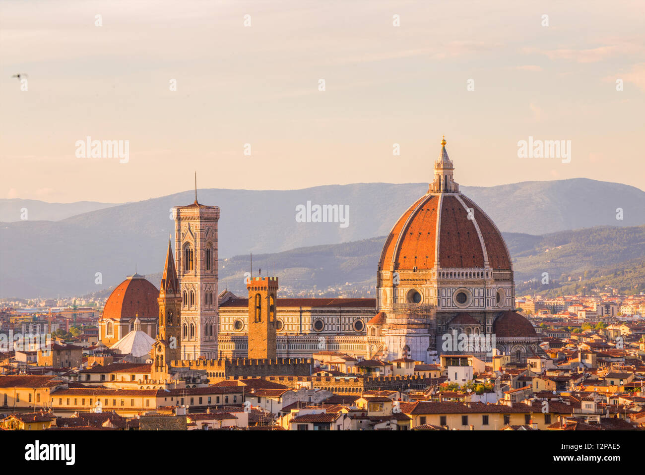 The Cathedral Santa Maria del Fiore, was lite by the beautiful golden ...