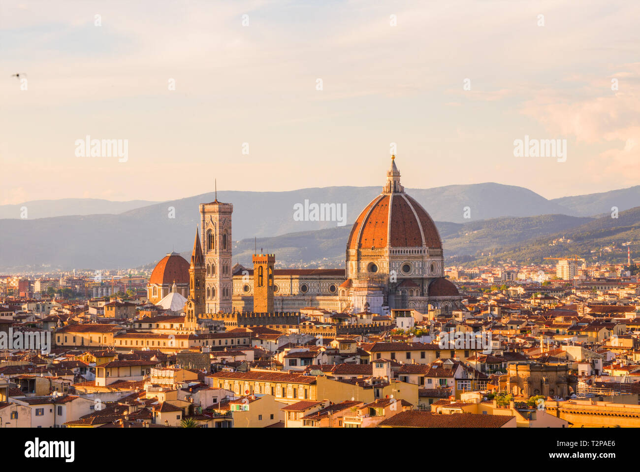The Cathedral Santa Maria del Fiore, was lite by the beautiful golden ...