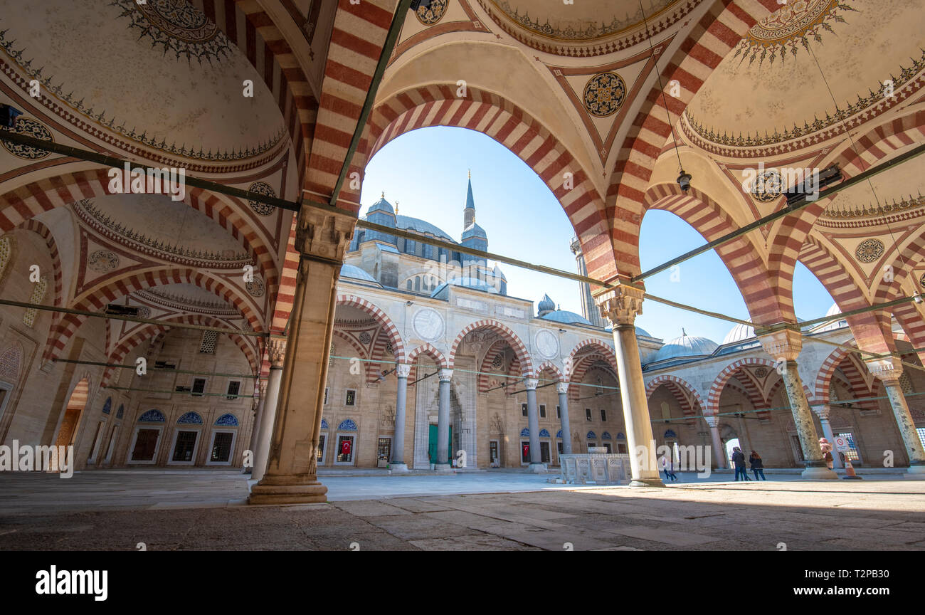 Courtyard of Selimiye Mosque in Edirne, Turkey. UNESCO World Heritage ...