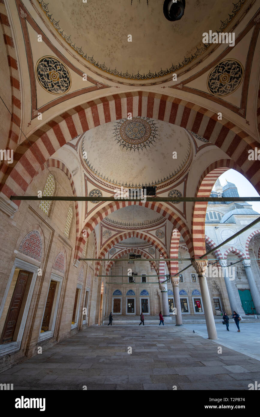 Courtyard of Selimiye Mosque in Edirne, Turkey. UNESCO World Heritage ...