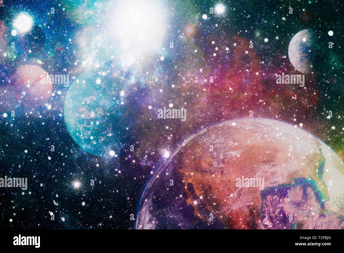 Deep space art. Galaxies, nebulas and stars in universe. Elements of ...