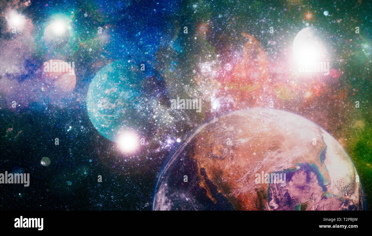 Deep space art. Galaxies, nebulas and stars in universe. Elements of ...