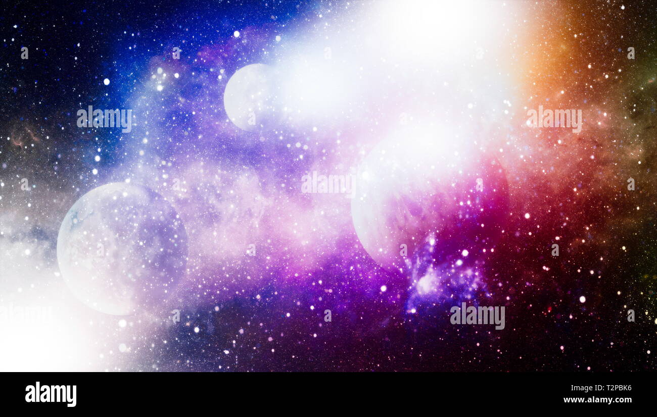 Fiery explosion in space. Abstract illustration of universe. Elements ...