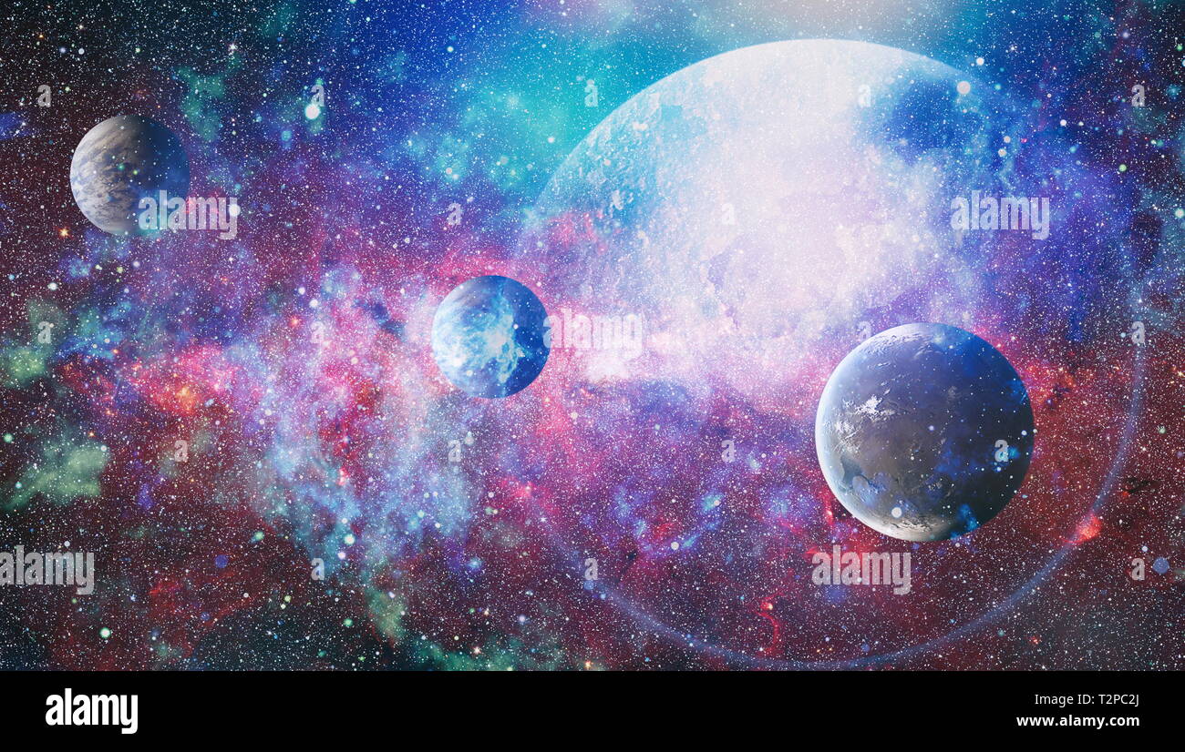 Panoramic looking into deep space. Dark night sky full of stars. The ...