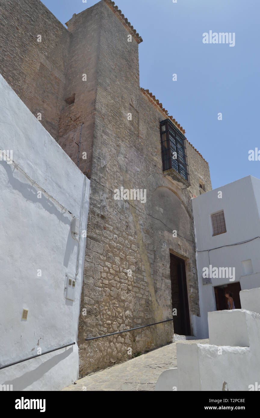 Main Facade Of Medieval Style Castle In Vejer. Nature, Architecture ...