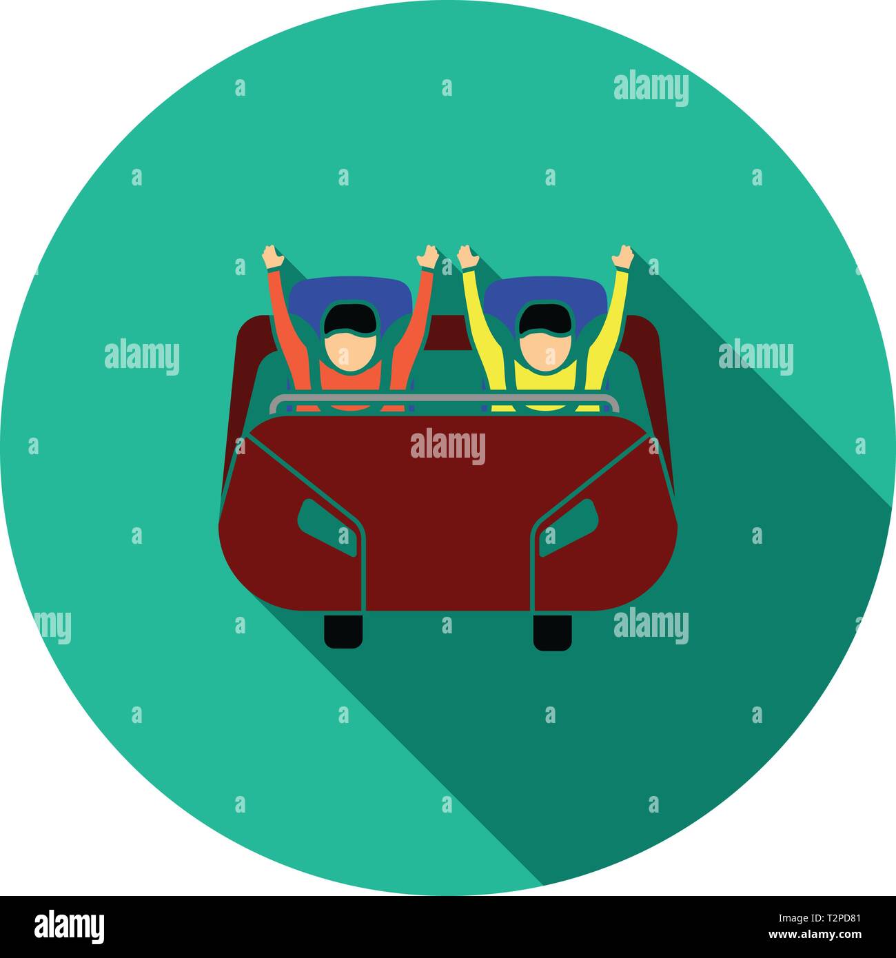 Roller coaster cart icon. Flat color design. Vector illustration Stock ...
