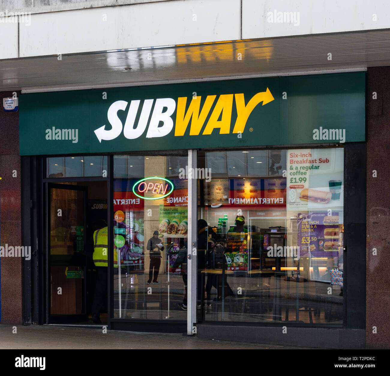 Birmingham, England - March 17 2019: The entrance to the Subway ...