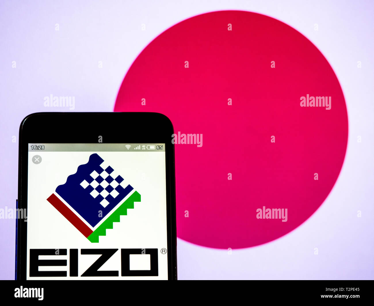 In this photo illustration a Eizo Corporation logo seen displayed on a ...