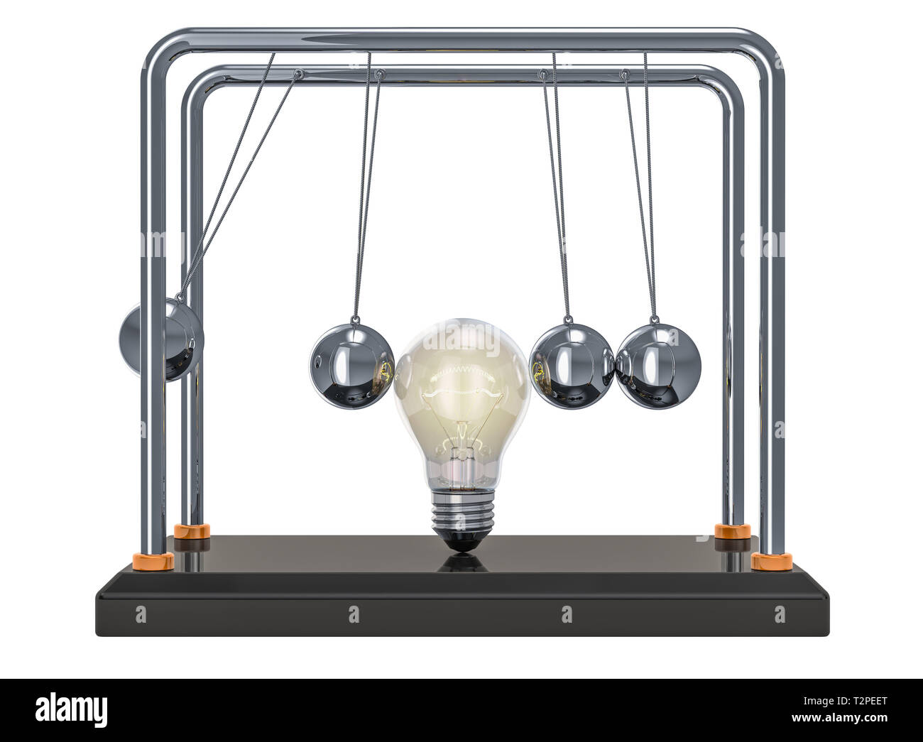 Pendulum with lightbulb, 3D rendering isolated on white background ...