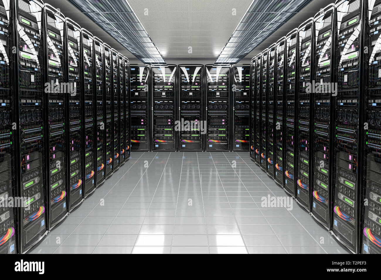 Data Center, Server Room. 3D rendering Stock Photo - Alamy