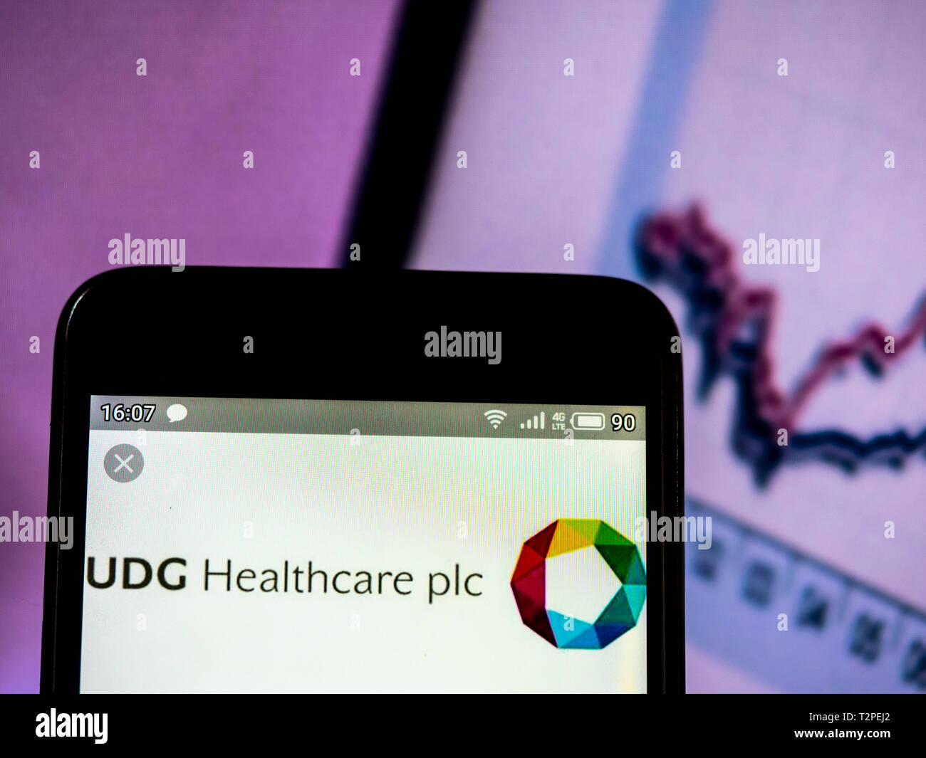 In this photo illustration a UDG Healthcare plc logo seen displayed on ...