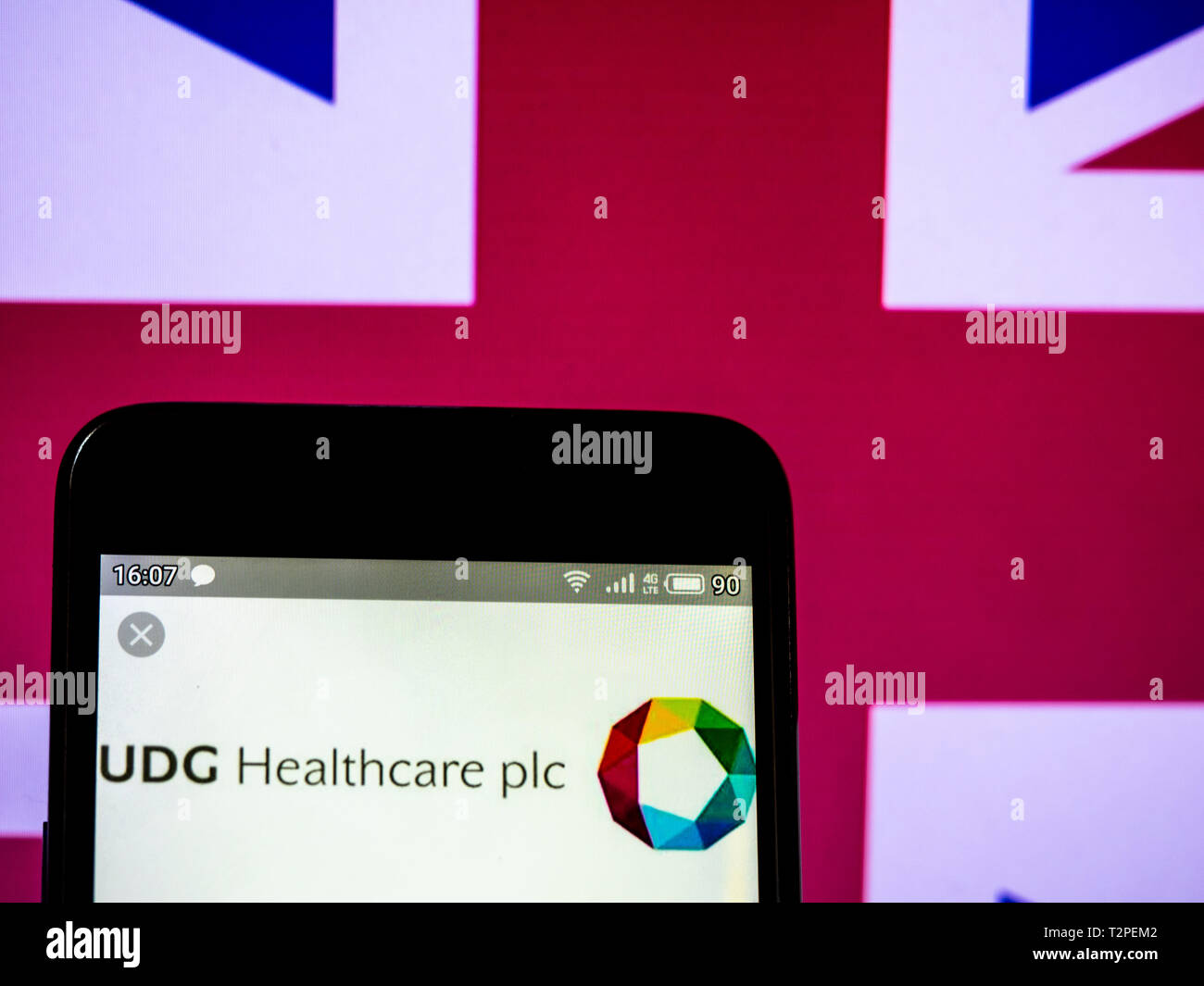 In this photo illustration a UDG Healthcare plc logo seen displayed on ...