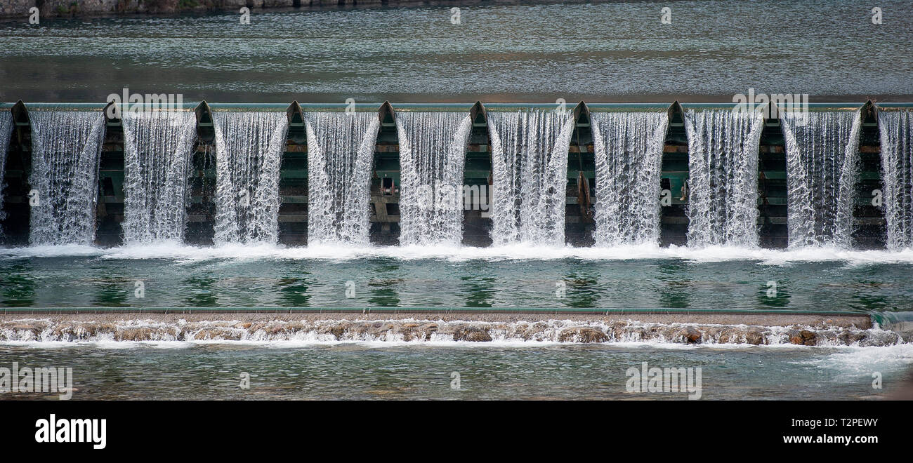 overflow of water in a hydroelectric plant Stock Photo - Alamy