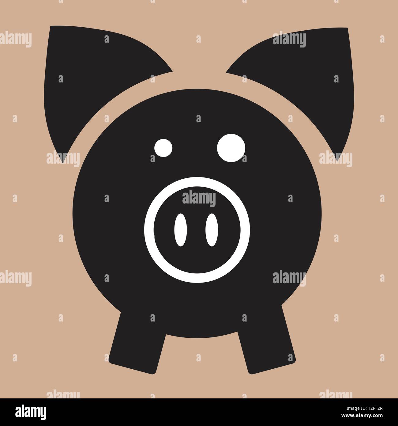 Pig icon in flat style. Vector illustration on color background Stock ...