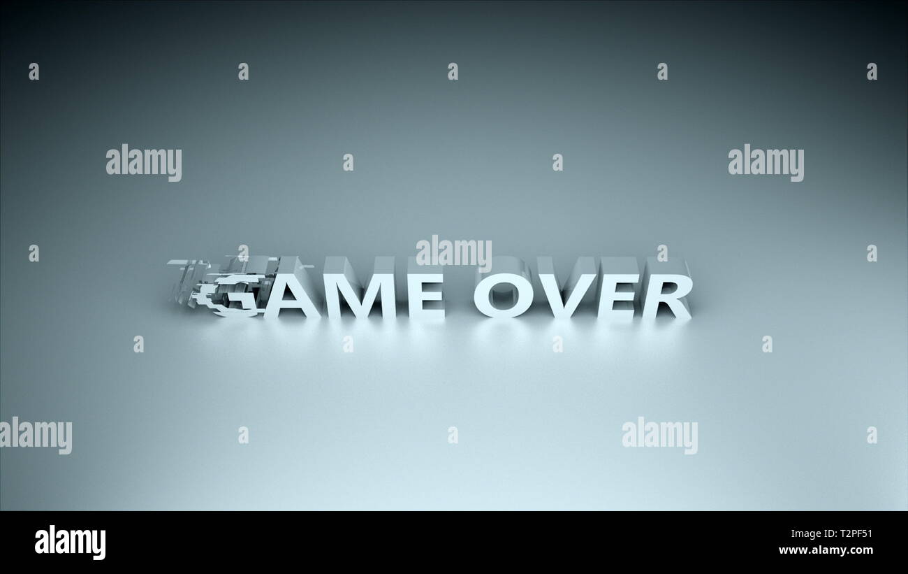 3d text - Game over with glitches effect are on surface, background for ...