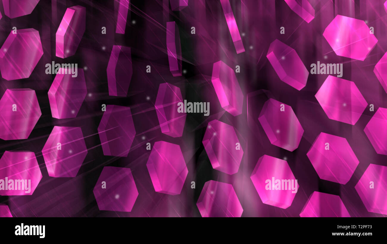 Flying 3d polygons hexagons are in space, honeycomb imitation with ...