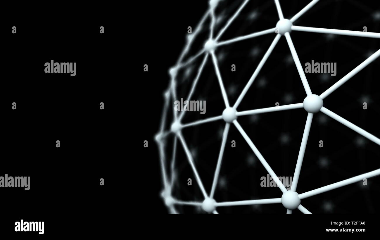Network, surface of atom model, close up view, business or science ...