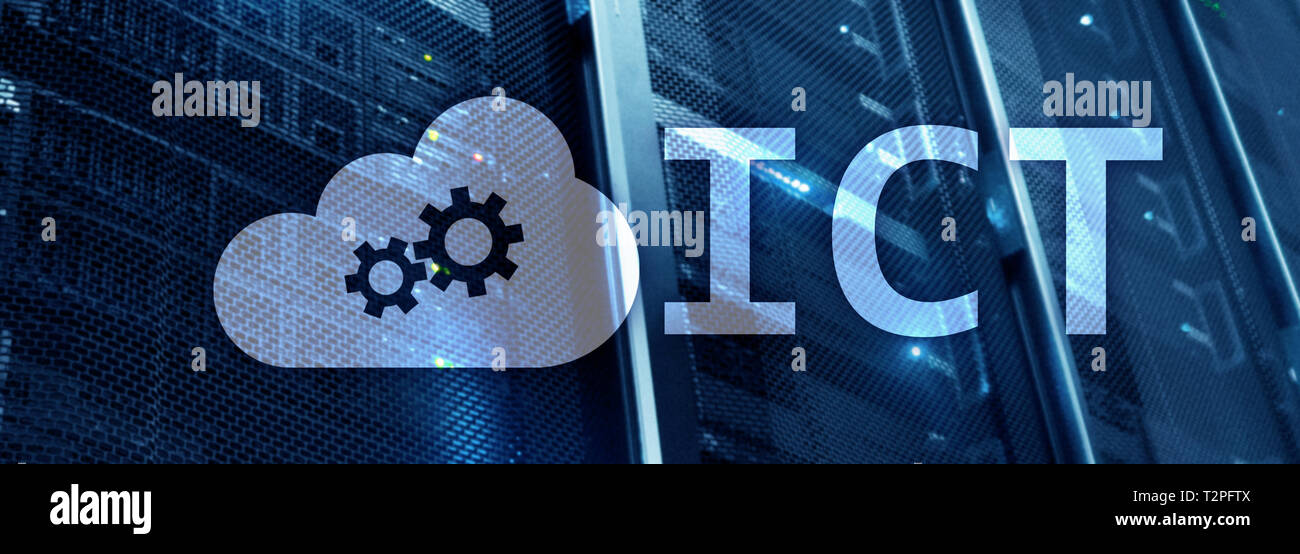 ICT. Information and communications technology on modern server room ...