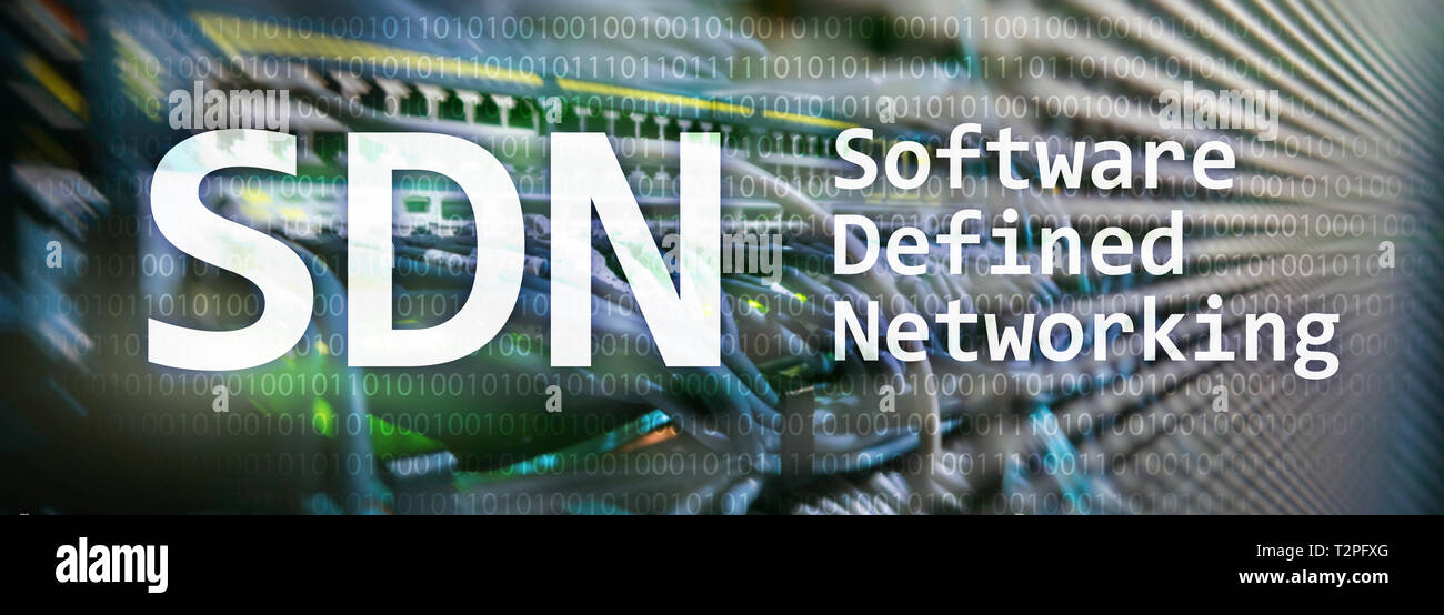 SDN, Software defined networking concept on modern server room ...