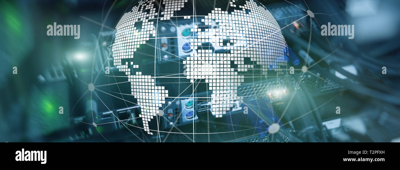 3D Earth as telecommunication and internet technology concept Stock ...