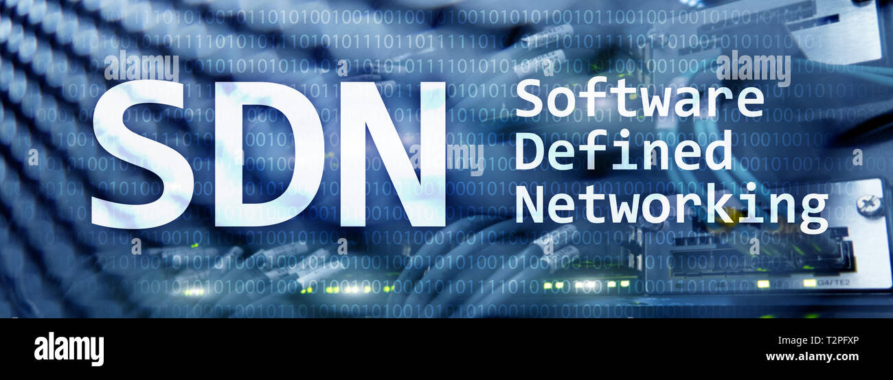 SDN, Software defined networking concept on modern server room ...