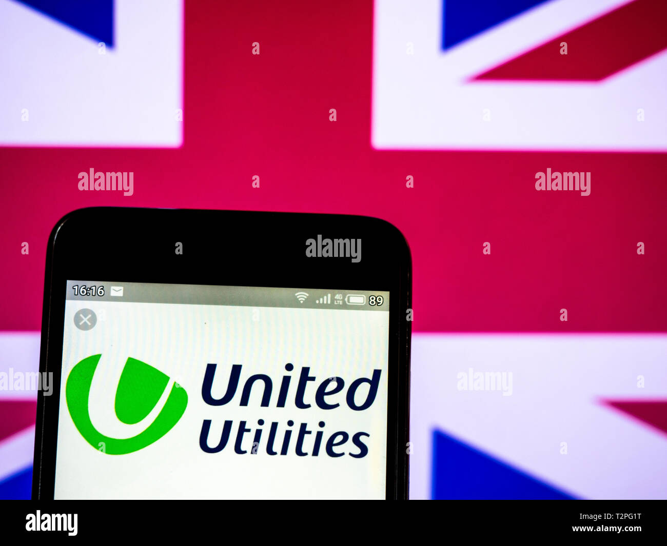 In this photo illustration a United Utilities Group plc logo seen ...