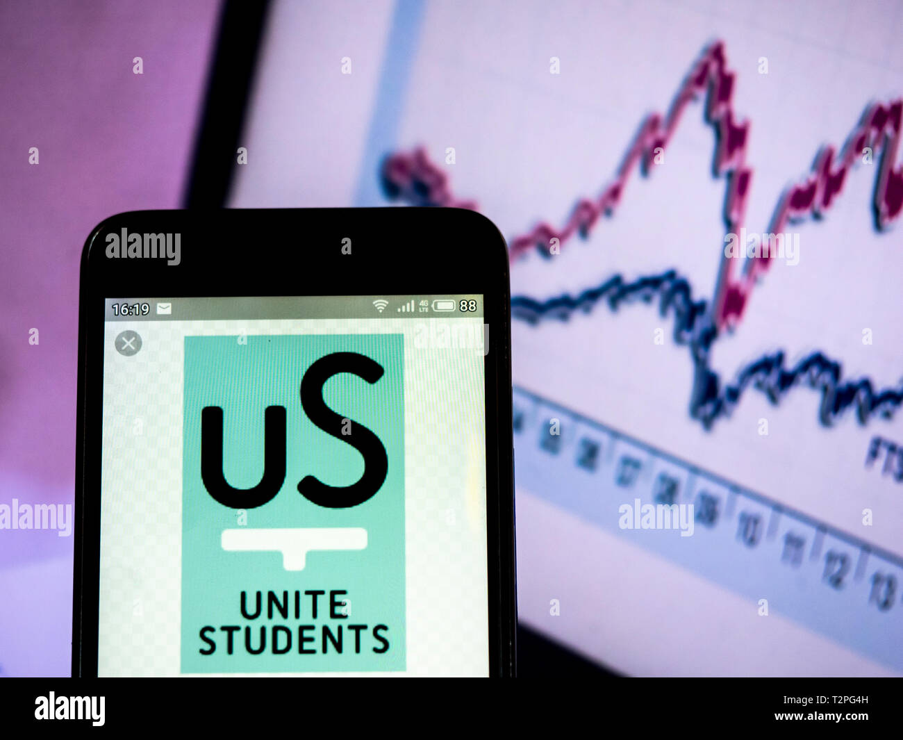 In this photo illustration a Unite Group (Unite Students) logo seen ...