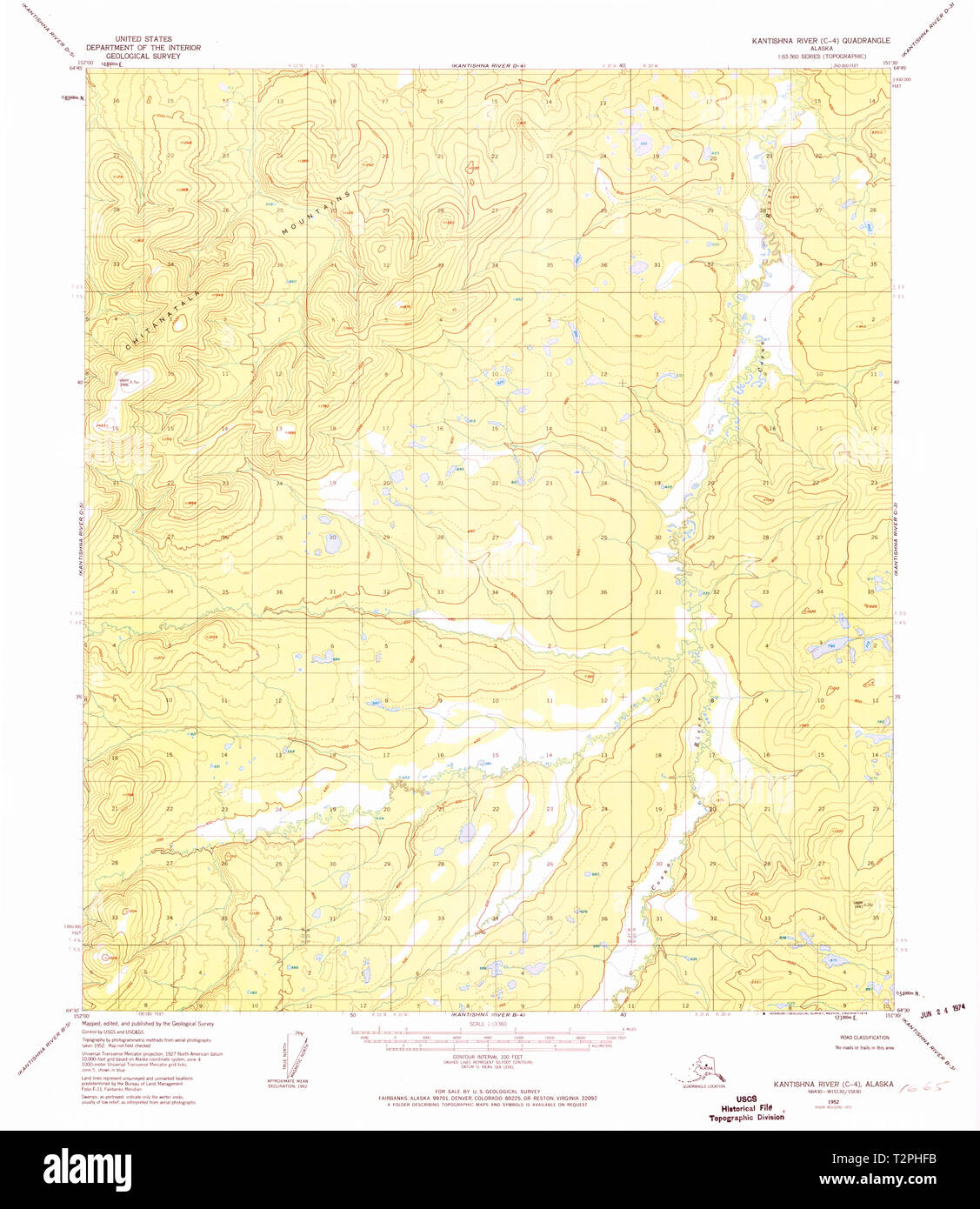 USGS TOPO Map Alaska AK Kantishna River C-4 356434 1952 63360 ...