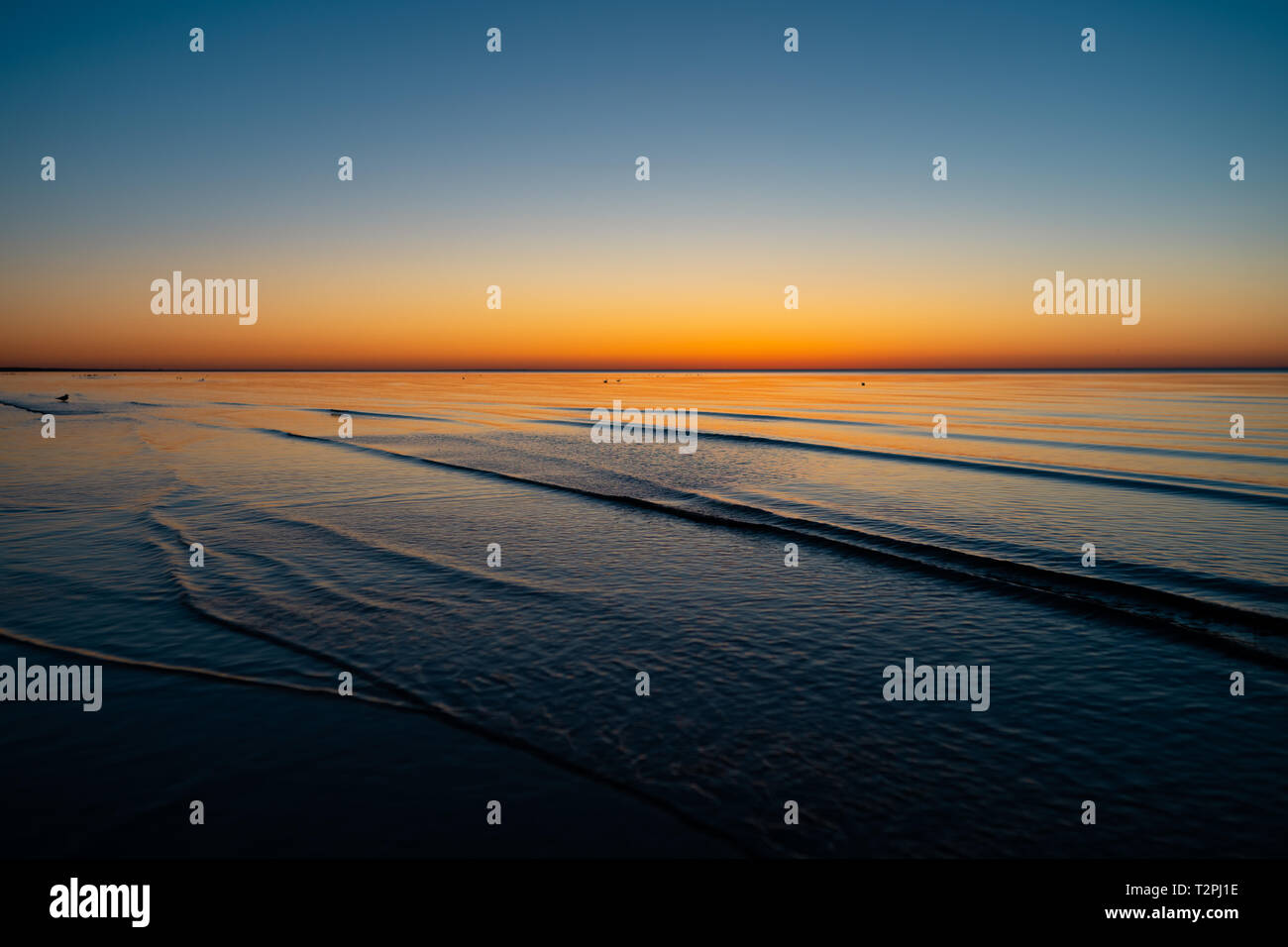 Vivid amazing sunset in Baltic States - Dusk in the sea with horizon ...